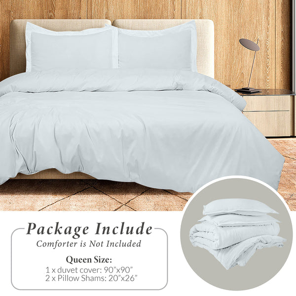 ROYALE LINENS White Duvet Cover Queen Size - Queen Duvet Cover Set - 3 ...